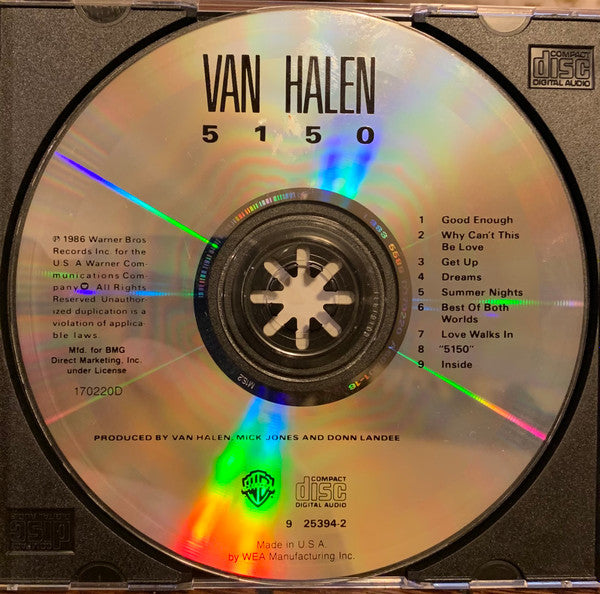 Van Halen – 5150 (Pre-Owned CD) Warner Bros. Records 1986 — girdermusic.com